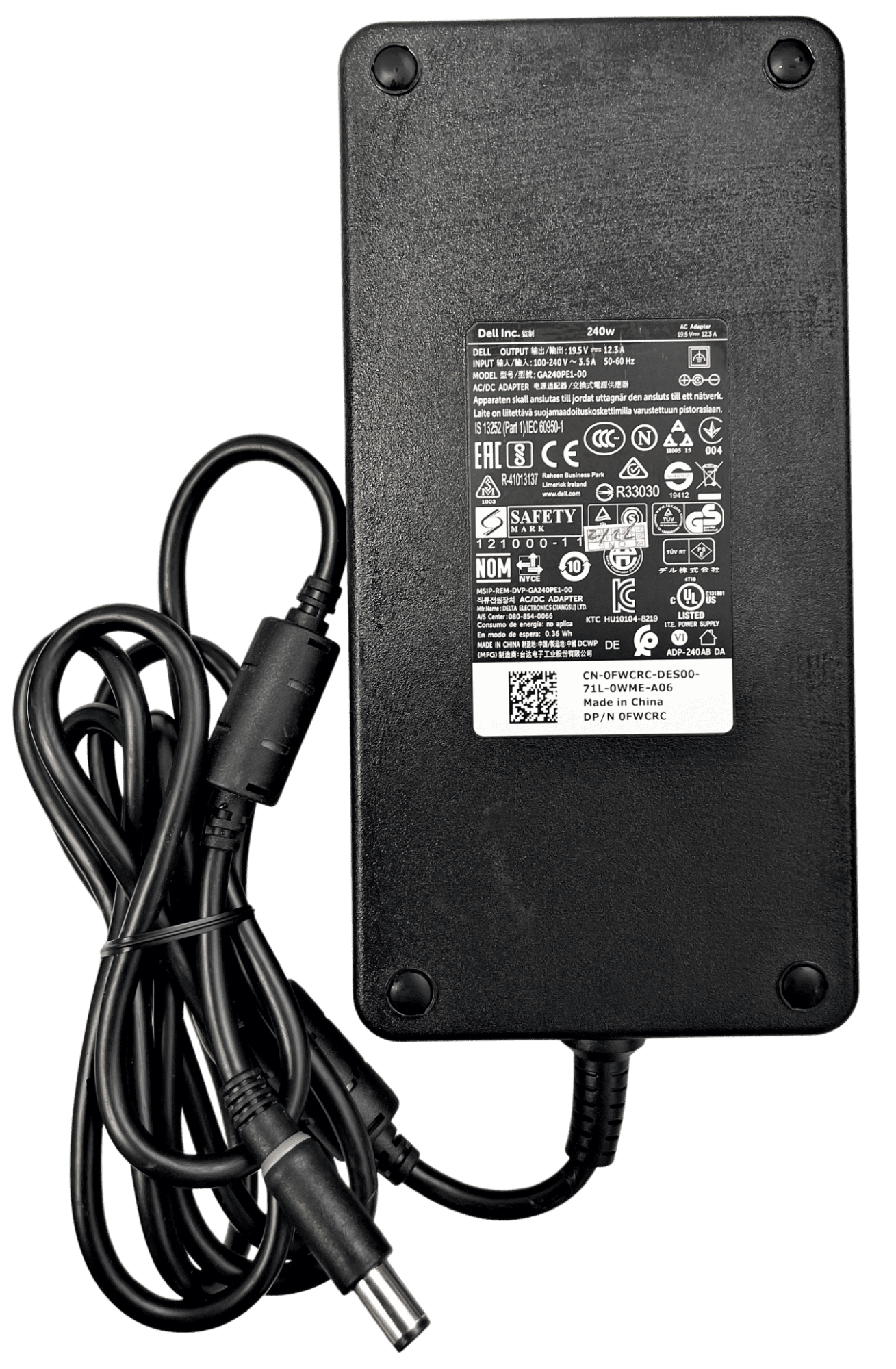 Buy Dell GA240PE1-00 240W AC Adapter for Precision + Alienware Laptops & Notebooks (USED) Online ...