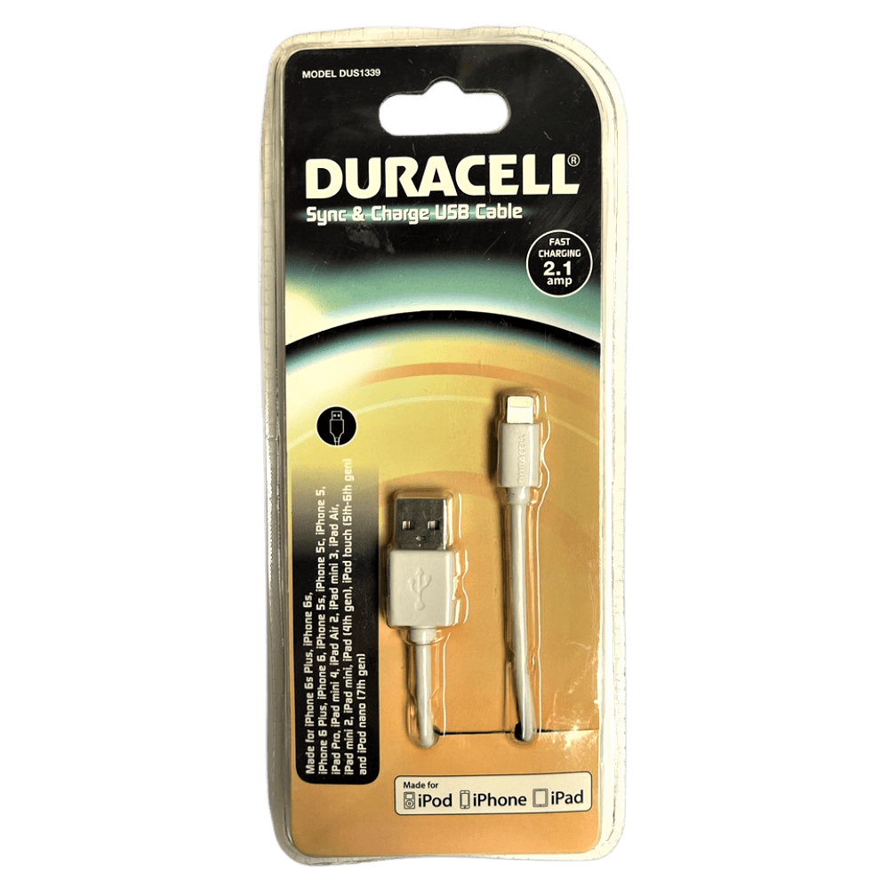 Buy Duracell 3′ Sync & Charge Lightning USB Cable for iPhone/iPad/iPod ...